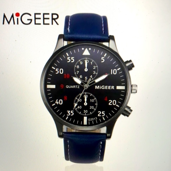 MiGEER | Accessories | Mens Migeer Renegade Quartz Leather Watch Nwt ...